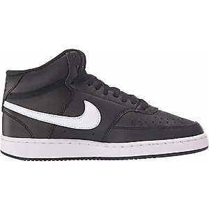 Nike Women's Court Vision Mid Sneaker, Black/White, 6.5