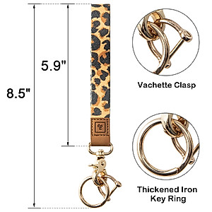 MNGARISTA Hand Wrist Lanyard Key Chain, Cool Keychain Wristlet, Wristlet Strap with Car Keychain, Leopard