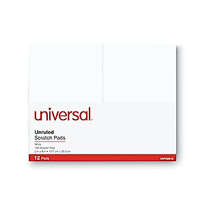 Universal M9-35615 100-Sheet 5 in. x 8 in. Unruled Scratch Pads - White (12-Piece/Pack)