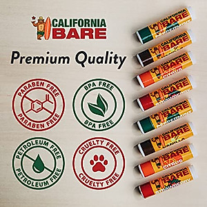 California Bare, Flavored Lip Balms with Beeswax, Coconut Oil, Shea Butter, Cocoa Butter, and Vitamin E for Hydrating and Moisturizing Dry Chapped Lips, 4 Assorted Flavors - 8 Pack