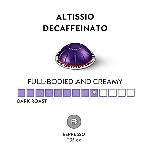 Nespresso Capsules VertuoLine, Altissio Decaffeinato, Dark Roast Espresso, 50 Count Espresso Coffee Pods, Brews 1.35 Ounce (VERTUO ONLY)