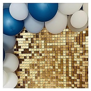 Shimmer Wall Backdrop, 24 Pcs Iridescent Sequins Wall Panel Backdrop Glitter Shimmer Wall Backdrop for Wedding Party Shower Birthday Decor (Color : Matt Gold)