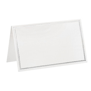 PATIKIL Tent Place Cards, 25pcs Greeting Cards 3.93 x 3.27inch Favor Decor Foldable Blank Card for Wedding Party DIY Table Name Place Cards Silver Tone White