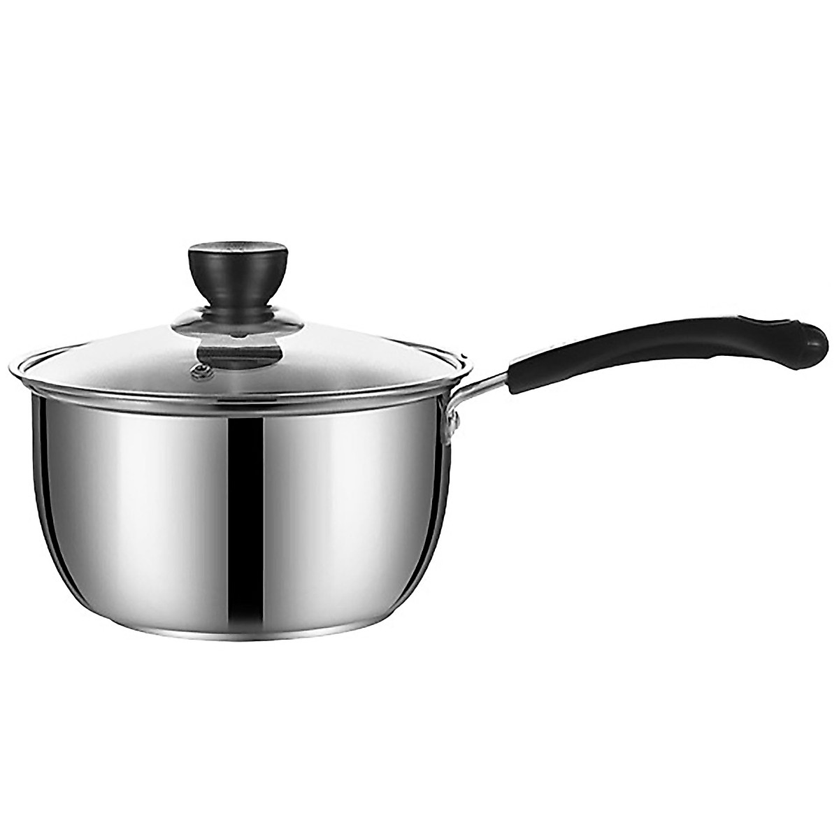 Stainless Steel Saucepan, 1.3 Quart Long Handle Milk Pot with Lid for Warming, Cooking and Boiling Milk, Spaghetti, Soup in Kitchen and Outdoor (18cm)