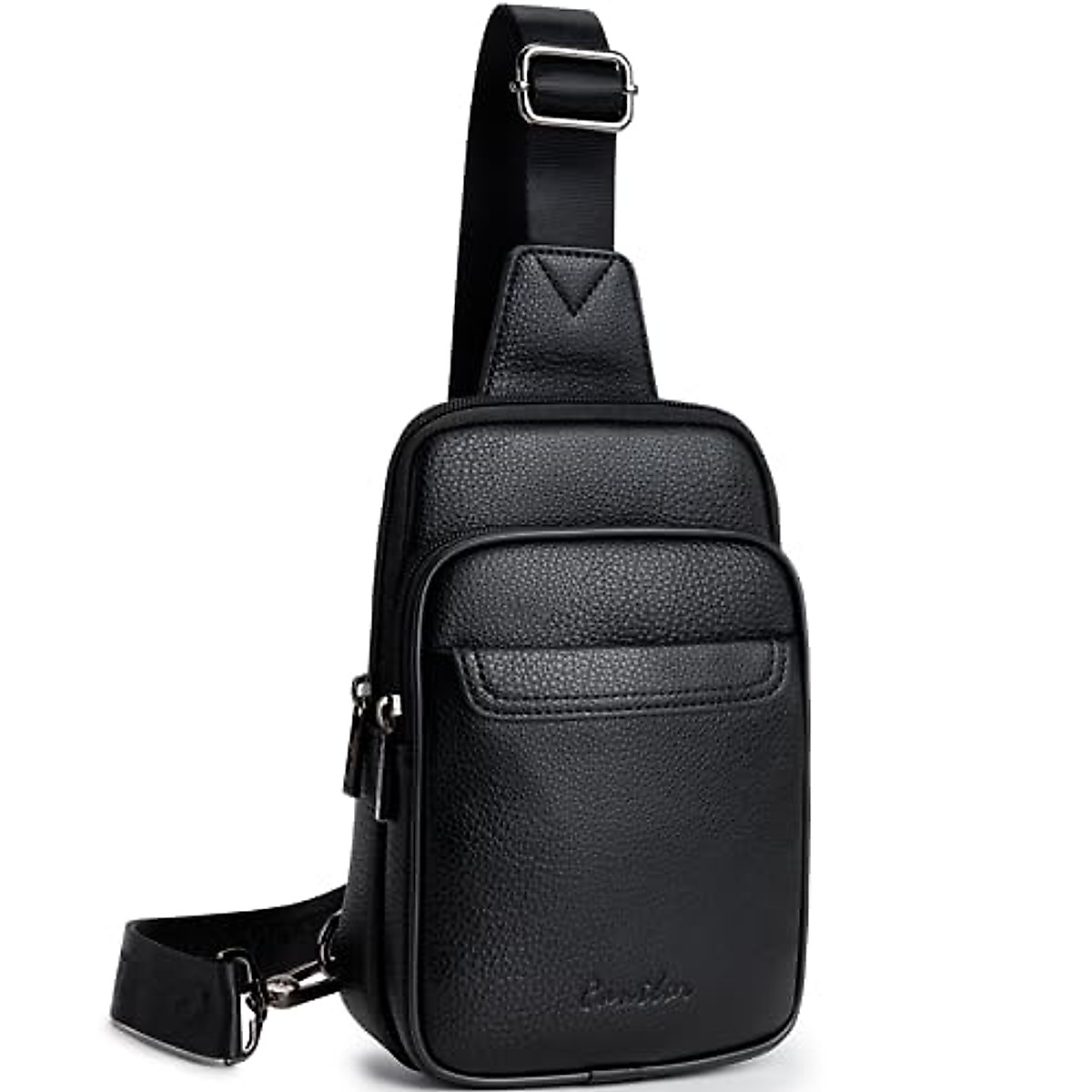 CANTLOR Small Leather Sling Bag Backpack for Men Crossbody Bag Fanny Pack Casual Hiking Travel Daypack