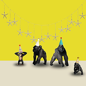 Gemini&Genius King Kong Toys, Safari Animal Toys Gorilla Family Figurines, Wildlife World Action Figure, Backyards Garden Flowerpot Room Decoration, Cup Cake Toppers for Ages 3 Years Old & Up Kids