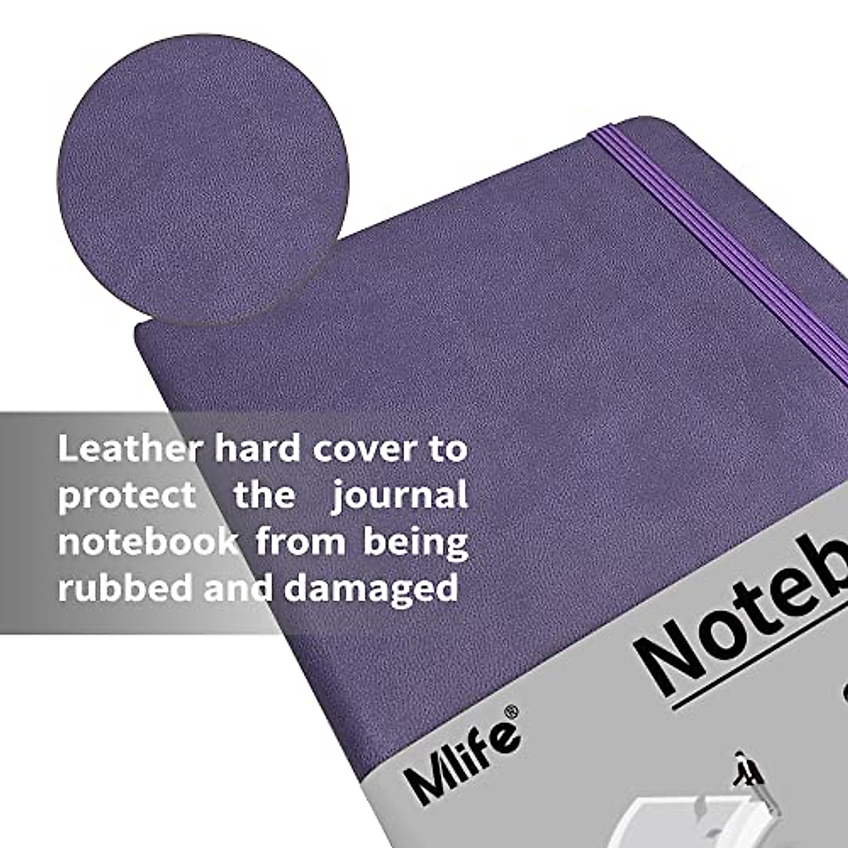 Mlife A5 Lined Journal Notebook, College Ruled Notebook, 196 Pages, 5.75 * 8.38 inches, Hardcover Notebook for Work, Journals for Writing (1Pack Purple)
