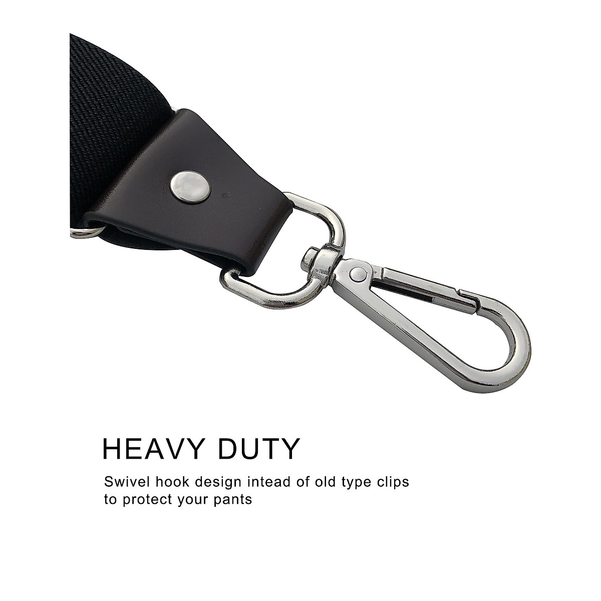 Men's Suspenders with Swivel Hooks and Elastic Straps Y-back, for Heavy Duty, Big and Tall (Black)