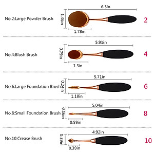 Yoseng Oval Foundation Brush 5 Pcs Toothbrush makeup brushes Fast Flawless Application Liquid Cream Powder Foundation