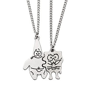 2Pcs Metal Matching Puzzle Pendant Necklace - BFF Best Friend Friendship Bestie Memorial Jewelry Funny Creative Gift-necklace