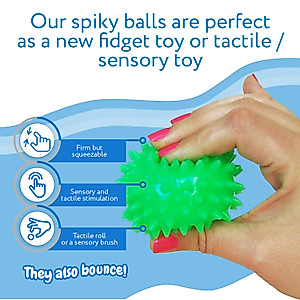 IMPRESA 10-Pack of Spiky Sensory Balls - Squeezy and Bouncy Fidget Toys/Sensory Toys - BPA/Phthalate/Latex-Free