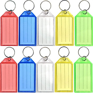 Coast Key Tag Key Chains | 10 Pack Assorted Colors | Plastic Key Ring Tags / Labels for a Backpack, Fob, Mailbox, ID, USB Drive, Car Keys & More | Key Label for Identification, Storage & Organization