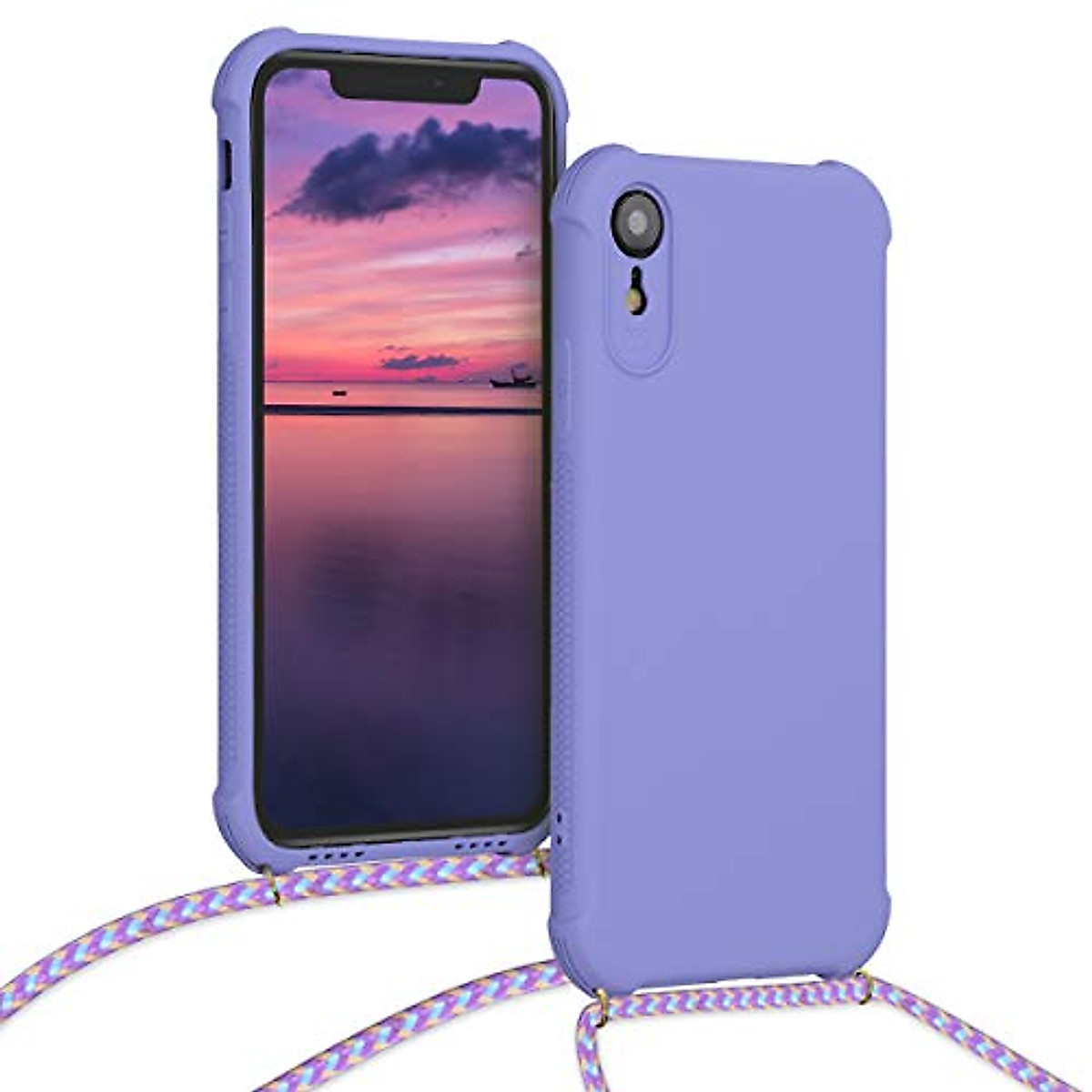 kwmobile Crossbody Case Compatible with Apple iPhone XR Case - TPU Silicone Cover with Strap - Lavender