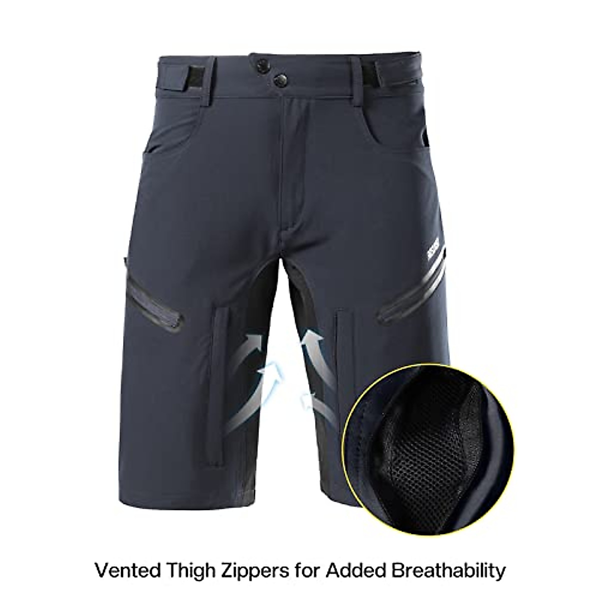 ARSUXEO Mens Bike Shorts,Cycling Shorts,Mountain Bike Shorts MTB Shorts Loose Fit with Moisture-Wicking Waistband Dark Grey Size Medium