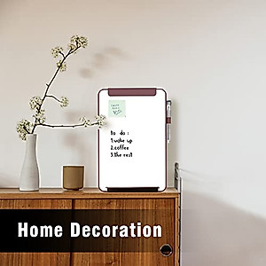 TOWON Glass Whiteboard Small Portable, Dry Erase Board Stand Desk with PU Cover, Travel White Board with Magnetic Clip for Office, Homeschooling Supplies, 13.5 x 8.5 inches, Claret