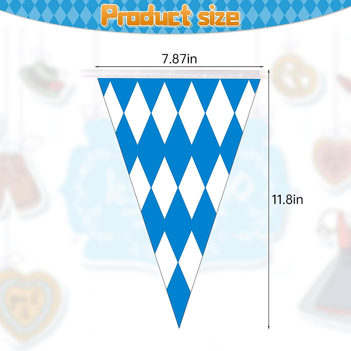 ZYP 236 Feet Oktoberfest Bavarian Check Flag, Large Oktoberfest Bavarian Pennant Banner for German Oktoberfest Themed Party Favors Decoration