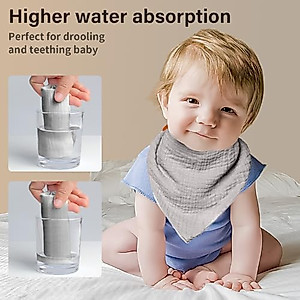 NISXABEBE Muslin Baby Bibs,Baby Bandana Drool Bibs 100% Cotton for Baby Boy Girl,Solid Colors Bib for Drooling Teething 6 Pack (unisex)