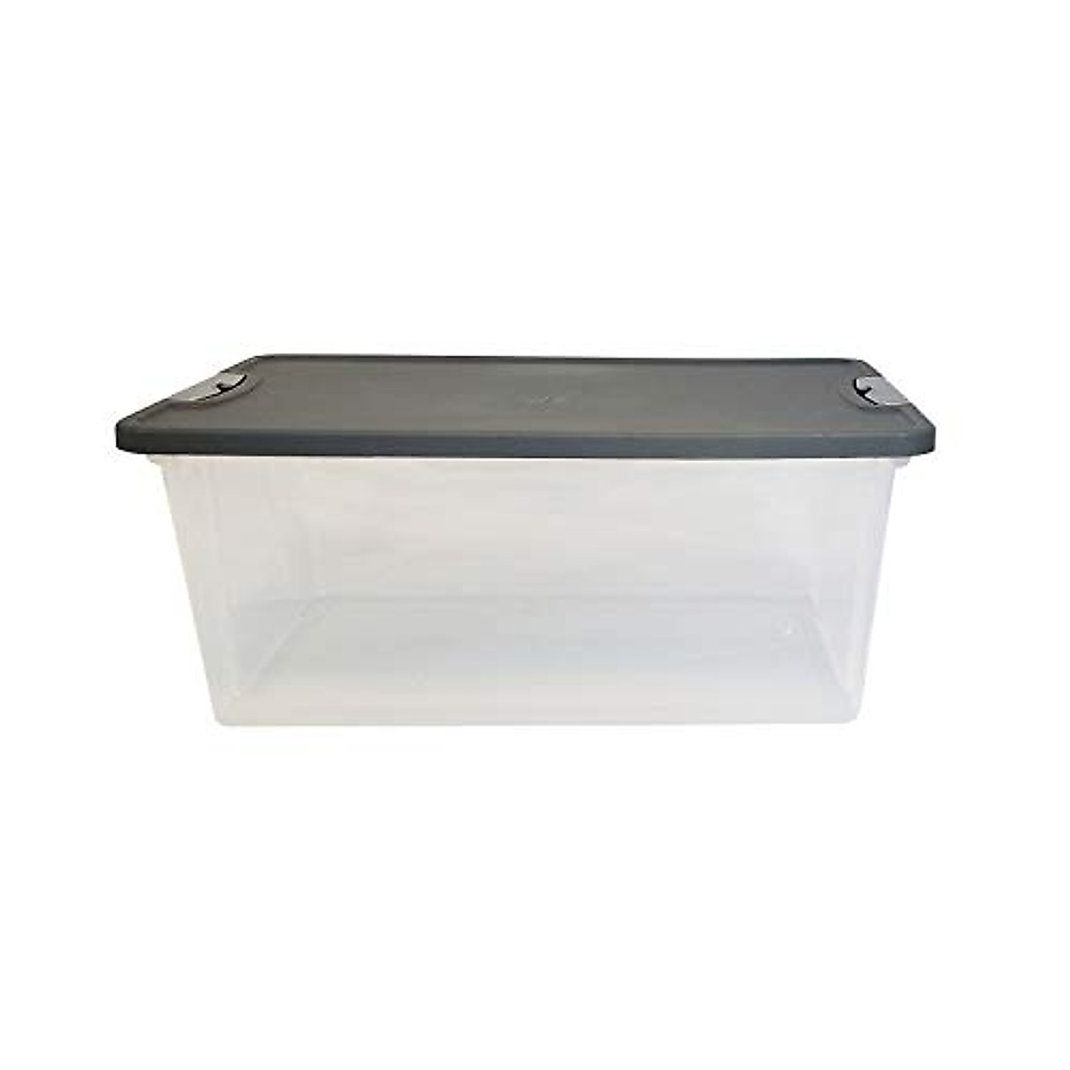 HOMZ Clear Plastic Storage Bins with Snaplock Secure Latching Lids | Easy Grip Handles | Stackable & Nestable Organizing Totes | Grey Lid | 15 Quart, Pack of 4