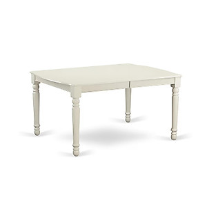 East West Furniture DOIP9-LWH-W 9 Piece Dining Set Includes a Rectangle Dining Table with Butterfly Leaf and 8 Kitchen Chairs, 42x78 Inch, Linen White