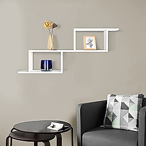 The Urban Port 40-Inch Decorative Wooden Wall Mounted Cubby Shelf, White