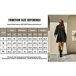 FAMITION Womens Dresses Long Sleeve: Casual Comfortable Green Dress Swiss Dot Wedding Gust Fall Flowy Chiffon Mini Dress for Women XL