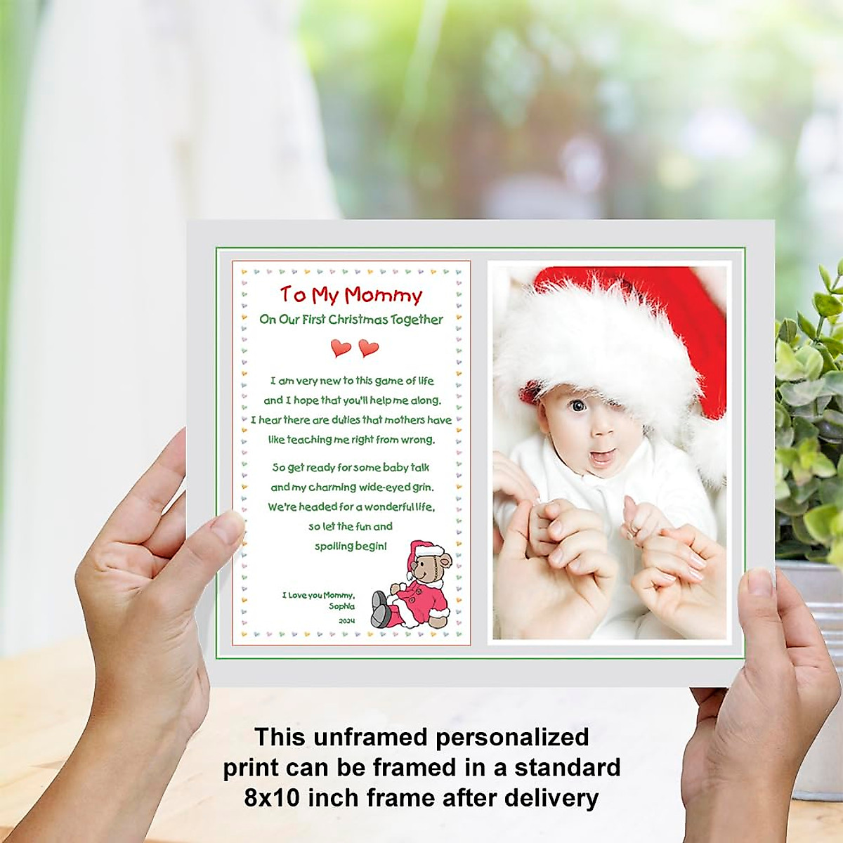 Poetry Gifts New Mom, To My Mommy On Our First Christmas Together, Personalized 8x10 Inch Print, Add Photo