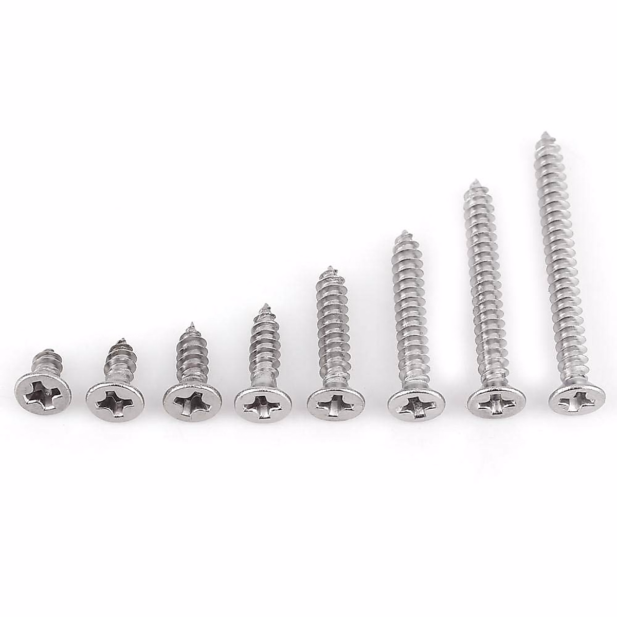 M3 Self Tapping Screws Assortment Set, Stainless Steel Phillips Wood Screws, 200pcs(Flat Head)