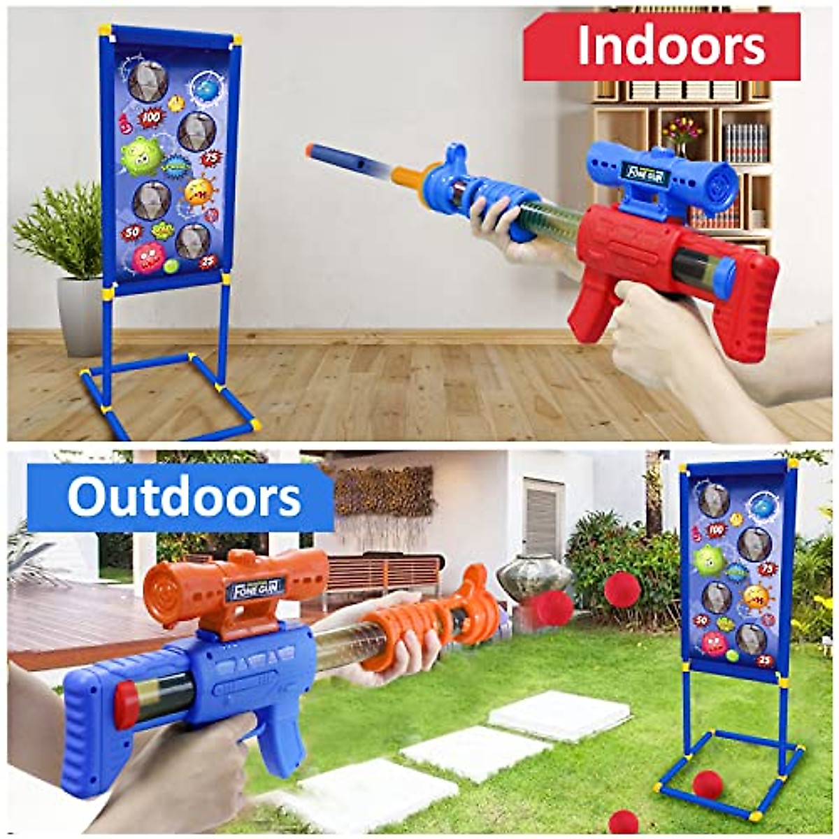 Kids Outdoor Toys for 5+ Year Old Boys: Shooting Game Toy With Target Set for Age 5 6 7 8-12 Boy Girls Gifts - 2 Pack Cool Party Games Easter Basket Stuffers for Kids Outside Toys Family Fun Ideas