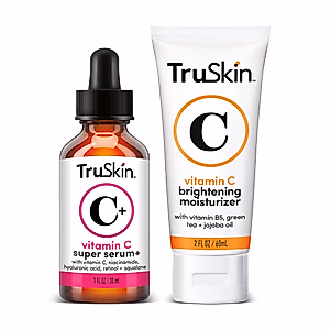 TruSkin Super C Duo with Vitamin C Plus Super Serum 1 fl oz & Vitamin C Brightening Moisturizer 2 fl oz – Anti Aging Skin Care Gift Set for Bright, Smooth, Firmer-Looking Skin