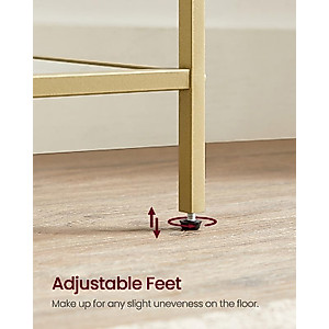 VASAGLE Bookcase, 5-Tier Bookshelf, Slim Shelving Unit for Bedroom, Bathroom, Home Office, Tempered Glass, Steel Frame, Gold Color ULGT029A01