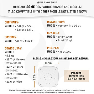 Air Fryer Parchment Paper Liners Compatible with Cosori, Ninja Foodi Grill, Cuisinart TOA, Nuwave® Brio, Dash, Gourmia, GoWise, Instant Pot Vortex, Chefman, Emeril Lagasse, Power Airfryer | 100 Sheets