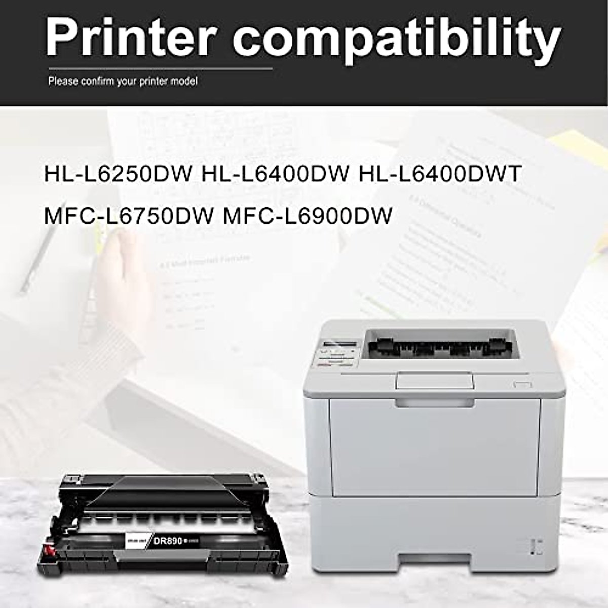 LVELIMIT Compatible DR-890 DR890 High Yield Drum Unit Replacement for Brother DR 890 HL-L6250DW HL-L6400DW HL-L6400DWT MFC-L6750DW MFC-L6900DW Printer, Toner Cartridge not Included (Black, 2-Pack)