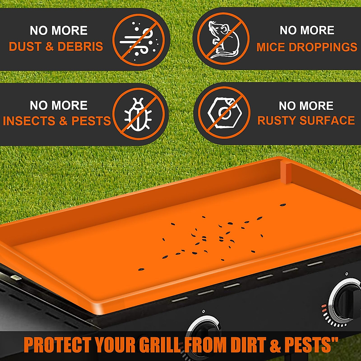 Silicone Griddle Mat Cover for Blackstone: 28 Inch Flat Top Grill Buddy Mats Griddle Grill Deck Protector Outdoor Camping Outside Cooking BBQ Accessories Orange