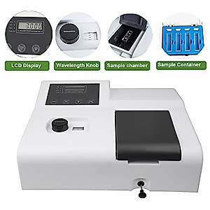 Digital Lab Spectrophotometer Visible Spectrophotometer LCD Display 350-1020nm Tungsten Lamp Lab Analytical Equipment 110V (Deliver Within 3-7 Days)