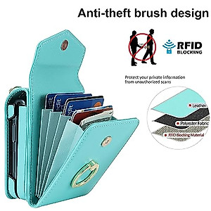 phone flip case Compatible with Samsung Galaxy Z Flip 5 Wallet Case,Quality PU Leather Flip Cover, RFID Blocking Protective Case with Card Slots Holder Girls/Ladies-Shoulder Strap Crossbody Wallet Cas
