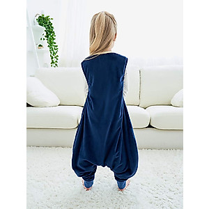 JunNeng Baby Boy Girl Fleece Sleeveless Sleep Bag with Feet Kids Cartoon Onesie Pajamas Wearable Blankets (Navy Blue Owl, M/3-5 Years)