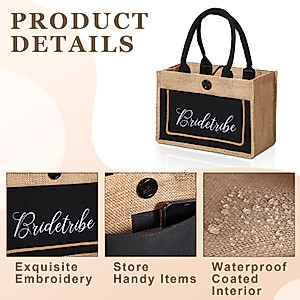 8 Pack Bride Tote Bag Bride Tribe Wedding Gift Bag Bride Beach Bag with Handles Bridal Jute Burlap Tote Bags Reusable Shopping Totes for Women Bridesmaids Bachelorette Party Engagement Newlywed