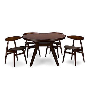 Baxton Studio Montreal Mid-Century Dark Walnut Round Wood Dining Table
