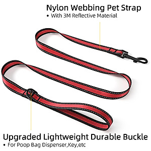 Mile High Life Night Reflective Double Adjustable Band Nylon Small Puppy Pet Dog Combo Collar Leash and Harness Set (Reflective Edge Red, Small (Pack of 3))