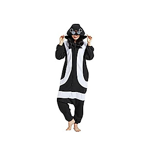 DarkCom Cosplay Ribbon Seal Animal Onesie Christmas Pajamas Polar Fleece Homewear One Piece Sleepwear for Men Women Small