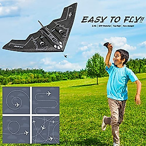 fisca RC Airplane Remote Control B-2 Spirit Stealth Bomber Plane, 2.4Ghz 2CH Foam Drone Ready to Fly Aircraft Toy for Kids and Adults