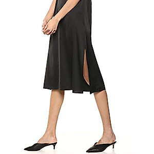 The Drop Women's Ana Silky V-Neck Midi Slip Dress Dress, -Black, S