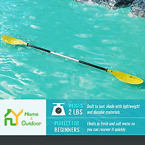 S.Y. Home&Outdoor Kayak Paddle Aluminum Alloy Oars for Boat 87.5 Inches Heavy Duty Canoe Paddle Asymmetrical Lightweight Boating Oar - Yellow