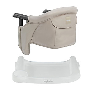 Inglesina Fast Table Chair - Cream + Fast Dining Tray - Portable High Chair for Baby & Toddlers, Infant 6-36 Months - Fits Tables 0.8'' to 3.5'' - Collapsible and Compact Design - Carry Bag Included