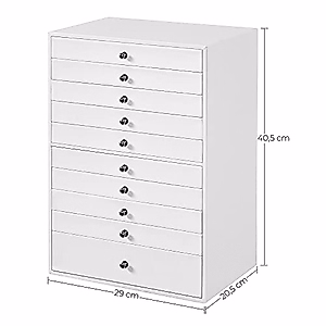 SONGMICS Extra Large Jewelery Box, 10-Layer Storage Case, Faux Leather Organizer with Drawers, Velvet Lining, Scandinavian Nordic Style, White JBC10W