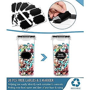 Cereal Containers Storage, Airtight Food Storage Container with Lid of 3 [2.5L/85.4oz] for Kitchen & Pantry Organization, BPA-Free Clear Plastic Canister Great for Snacks, Sugar, 20 Lables & Marker