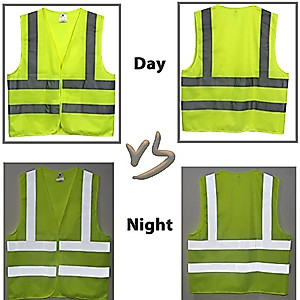 Treedeng 10 Pack XL Yellow High Visibility Safety Vest Reflective Safety Vest for Traffic Industrial Cycling Running