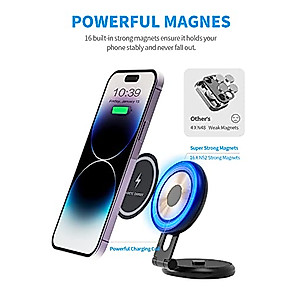 Marnana Fast Charging Wireless Car Charger Mount, Magnetic Foldable Car Phone Holder for Tesla Model 3/Y Designed for MagSafe Compatible with iPhone 12/13/14 Series