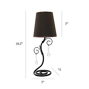 Simple Designs LT2010-BWN Black Twisted Vine Hanging Crystals Table Lamp, Brown