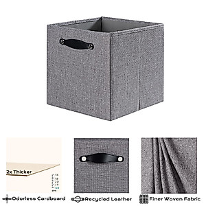 FABINADO Thickened Storage Cubes, 13x15 Inch Foldable Storage Cuby Bin with Dual Handles for Kallax, Gray, 4 Pack